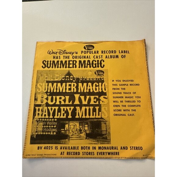 Other | Vintage Walt Disney Summer Magic Record 1963 Burl Ives Hm1 ...